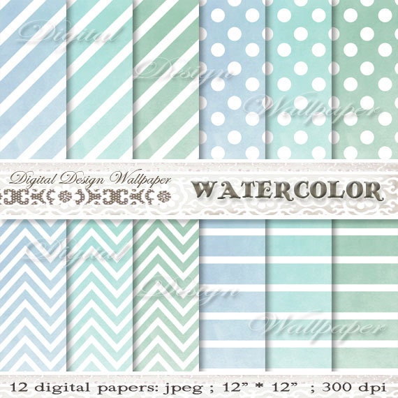 Watercolor Digital Paperteal Watercolor Digital Paper | Etsy