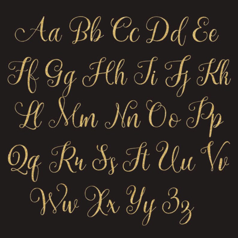 Brillo lujo oro alfabeto Letras Glitter oro fuente cursiva - Etsy México