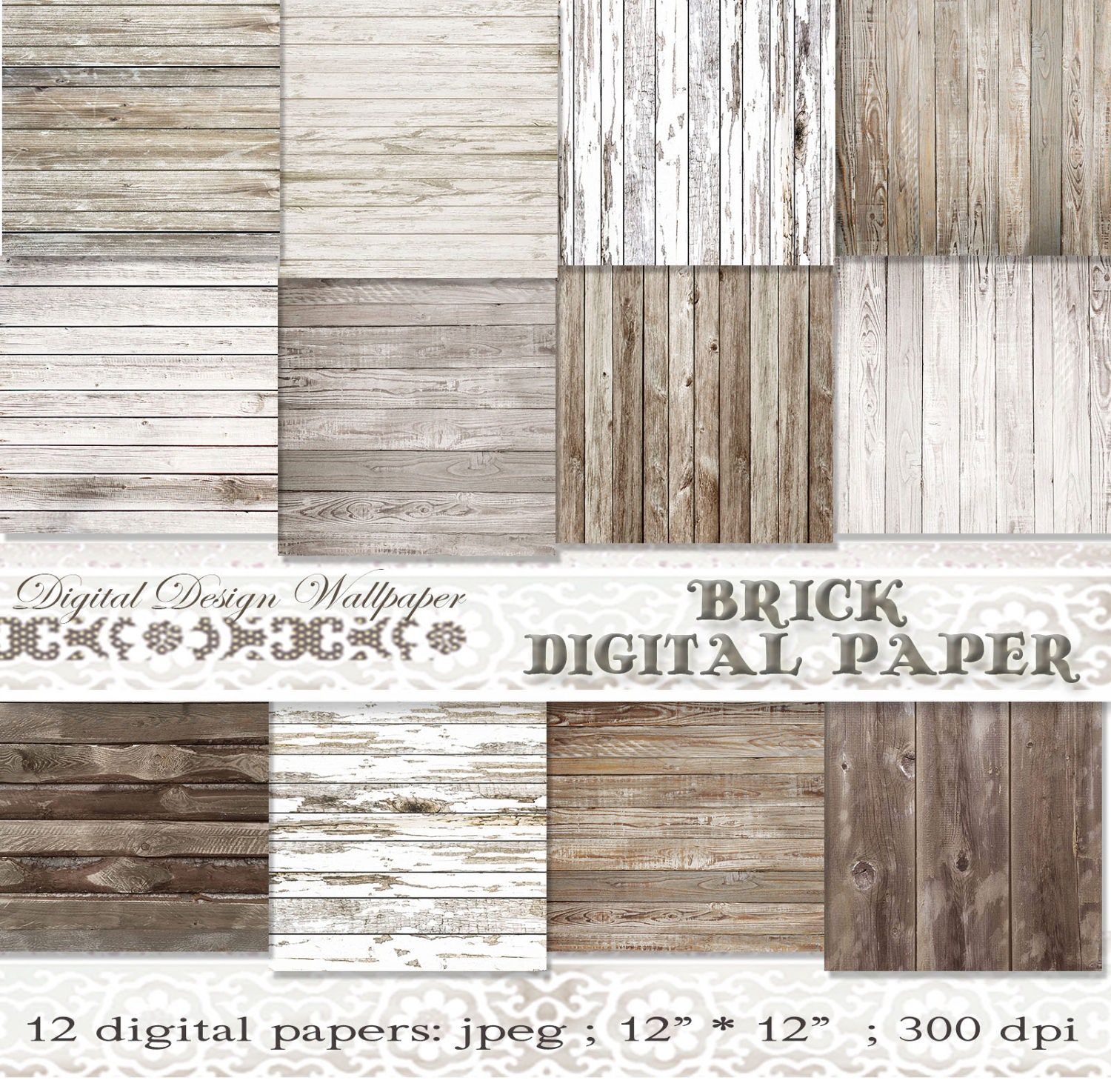 Wood Digital Paper,rustic Wood Digital Paper, Rustic Wood Texture ...