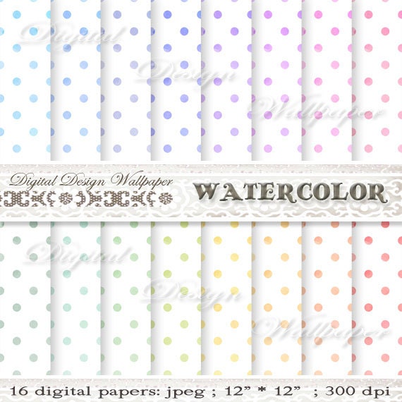 Watercolor Polka Dots Digital Paperwatercolor Digital Paper - Etsy