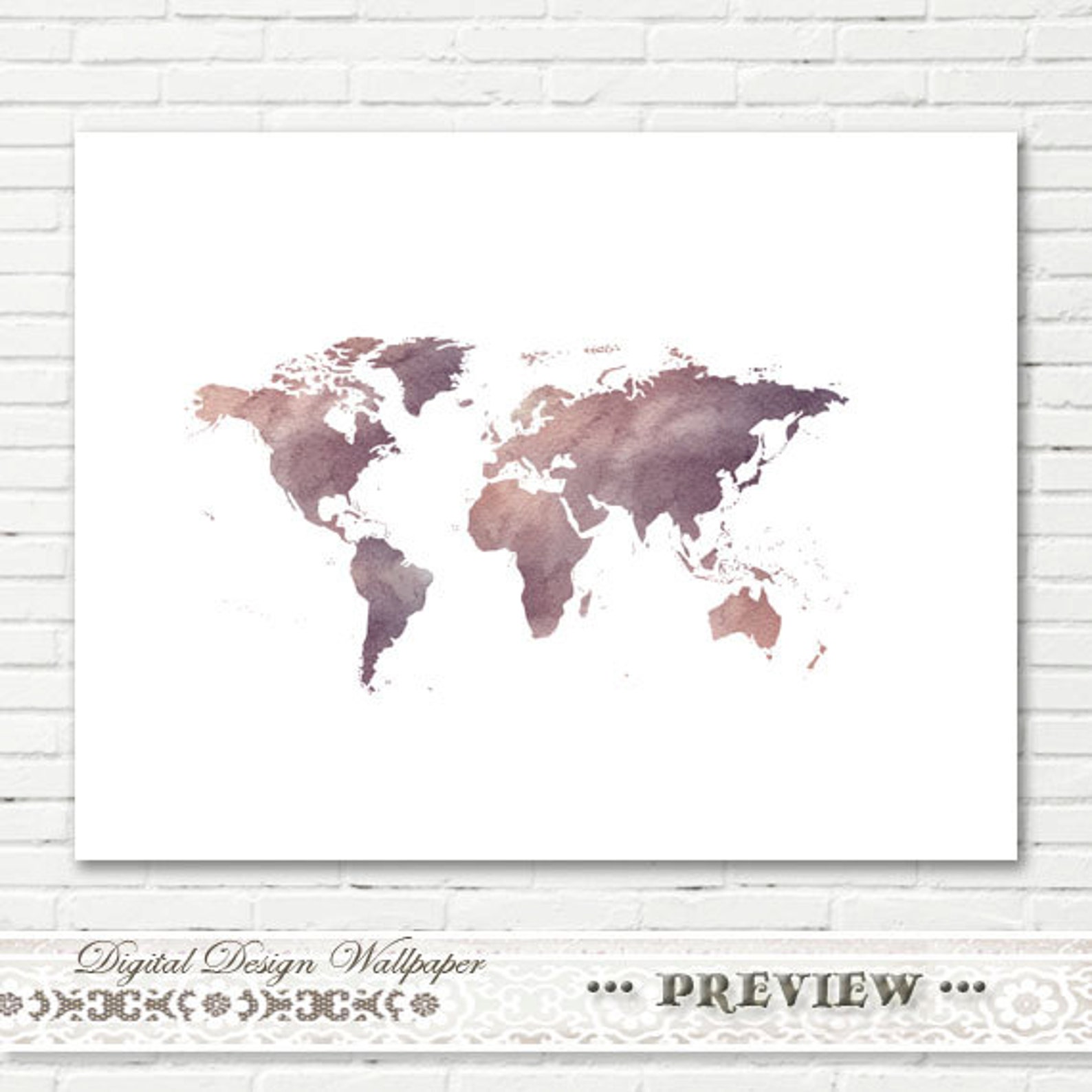 Watercolor World Mapworld Map Watercolorprintable Watercolor - Etsy