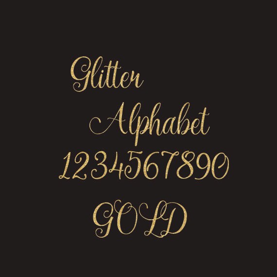 Gold Fancy Glitter Alphabet,gold Glitter Letters,cursive Font Glitter ...