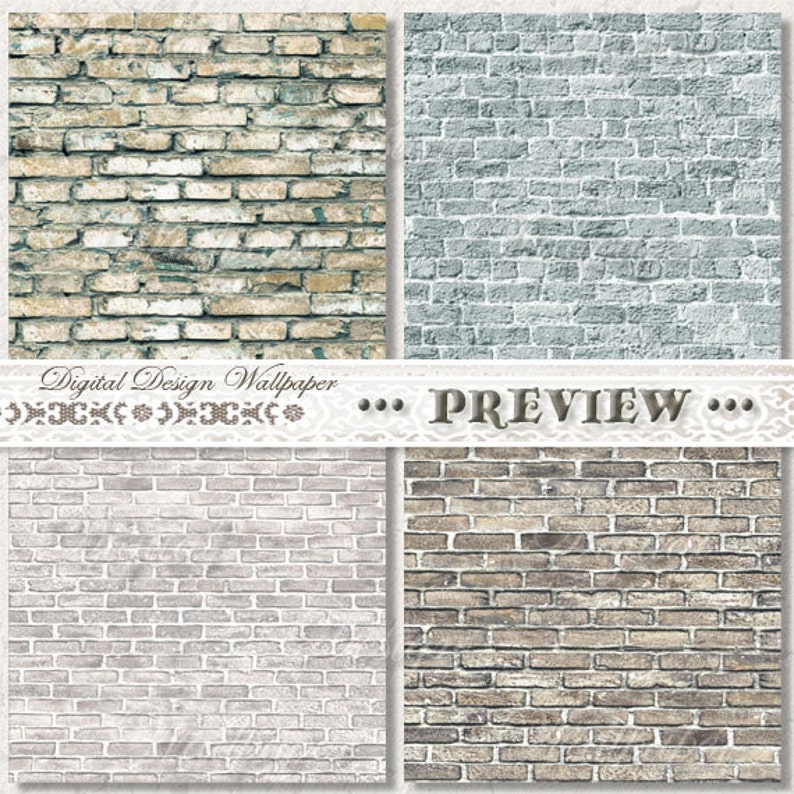 COMMERCIAL Usebrick Wallpaperdigital Paper Brickwhite Brick - Etsy