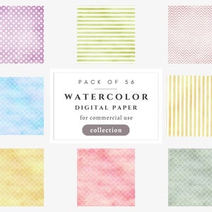 Watercolor Digital Paper,watercolor Digital Paper Pack,stripe Digital ...