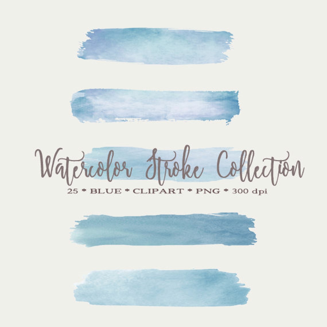 Watercolor Brush Strokes, Blue Watercolor Stroke for Instant Download ...