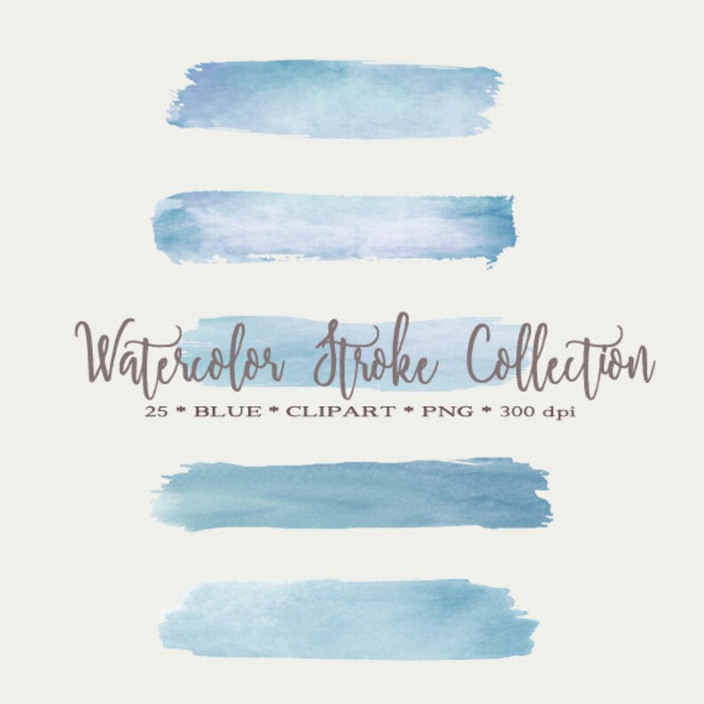 Watercolor Brush Strokes, Blue Watercolor Stroke for Instant Download ...