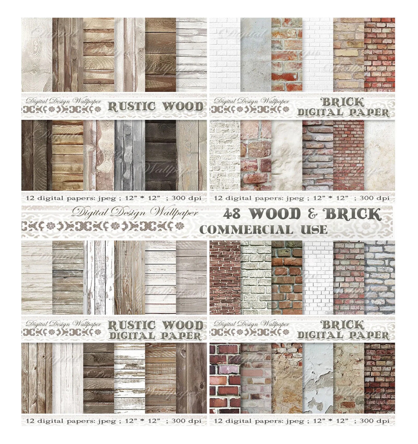 Wood Digital Paper,rustic Wood Digital Paper, Rustic Wood Texture ...