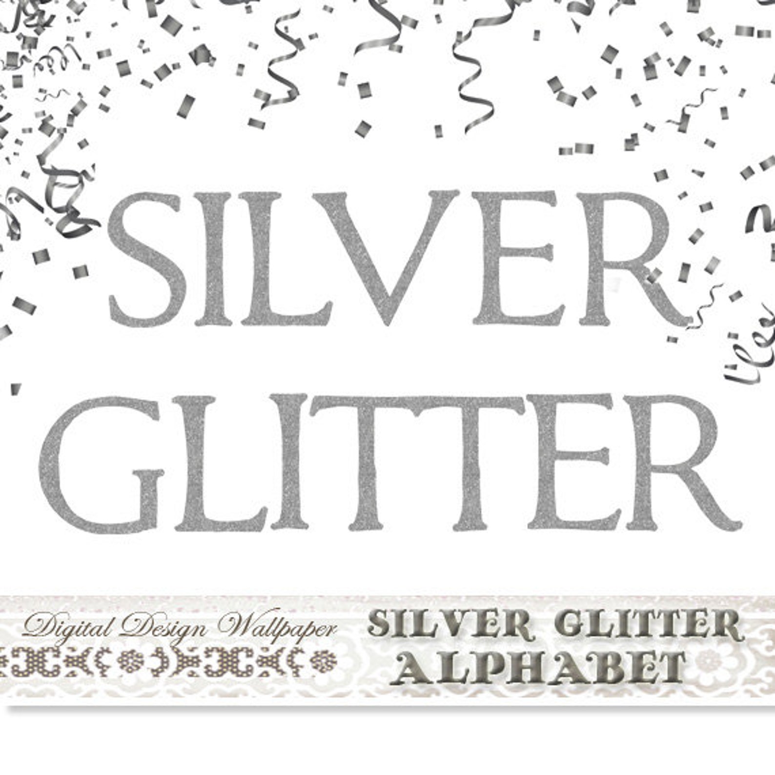 Silver Glitter Alphabetsilver Glitter Lettersblock Font - Etsy