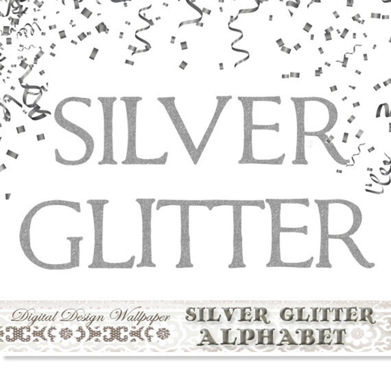 Silver Glitter Alphabetsilver Glitter Lettersblock Font - Etsy