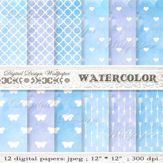 Watercolor Digital Paperbaby Blue Digital Paperdigital Paper | Etsy