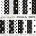 Polka Dot Digital Paper Pack ,digital Paper Black and White,black and ...
