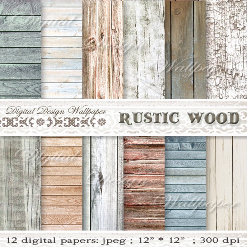 COMMERCIAL Use,wood Digital Paper, Rustic Wood Digital Paper,wood ...