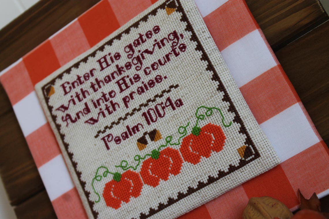 Digital Thanksgiving Cross Stitch Pattern - Give Thanks - Instant ...