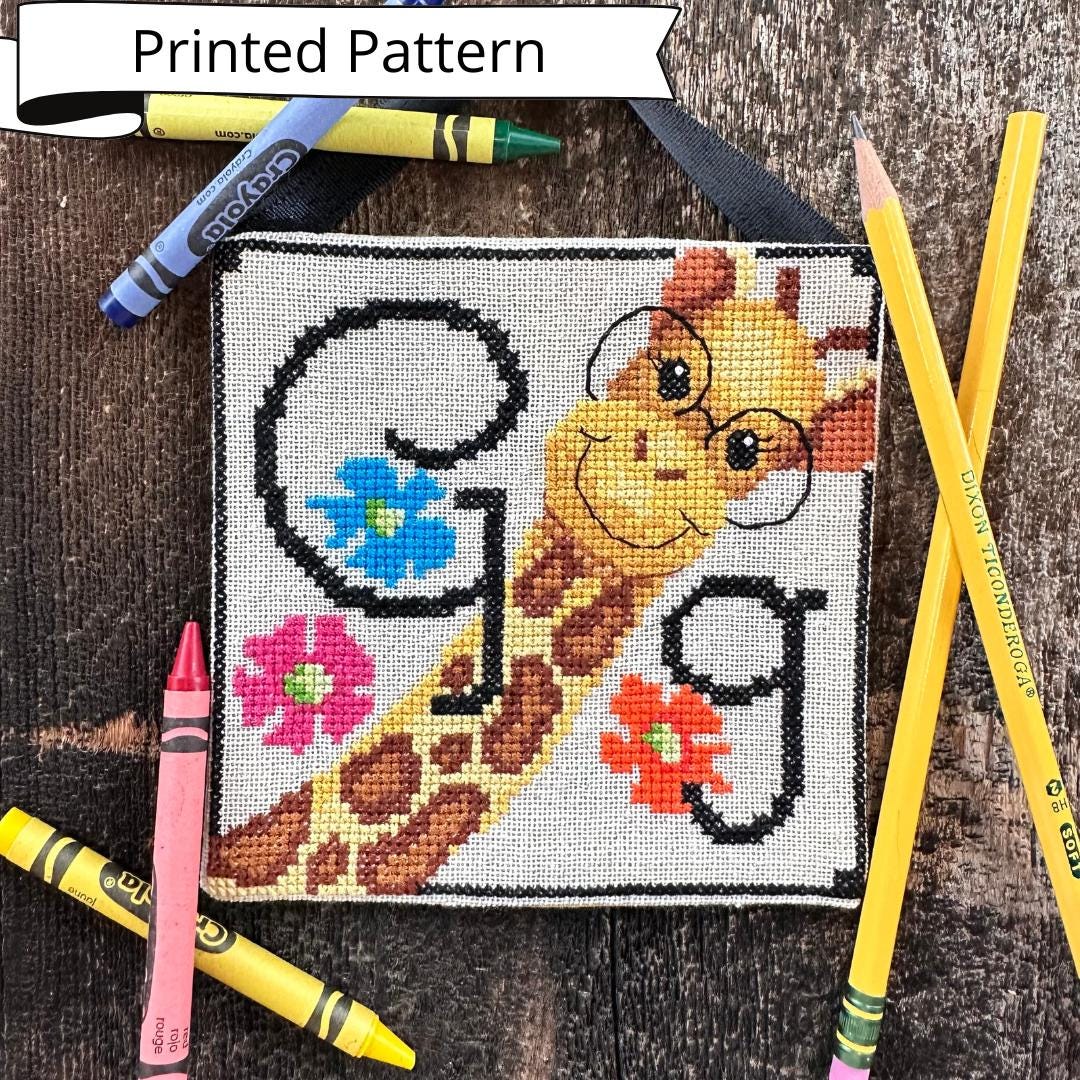 Gladys Giraffe - Animal Alphabet Series - Printed Version - Counted Cross Stitch Pattern - Etsy