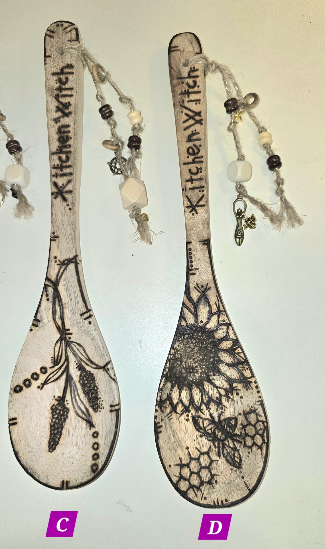 Pyrography Wooden Kitchen Witch Spoon: Hand-burned Herbology Decor - Etsy