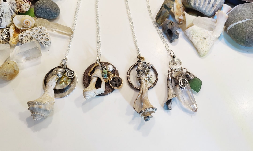 Sea Witch Shell Necklace: Crystal Talisman, Moon Energy Amulet - Etsy