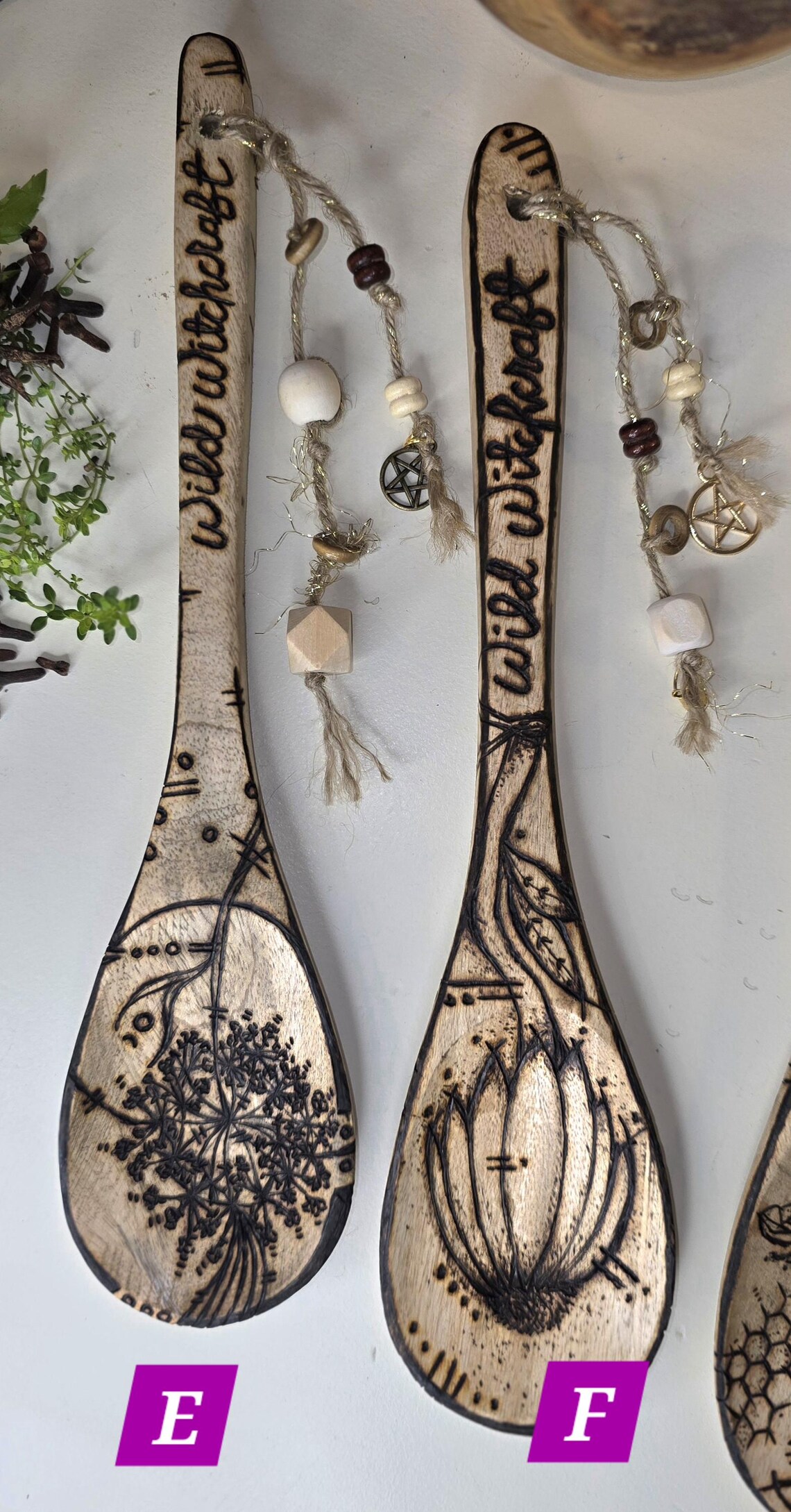 Pyrography Wooden Kitchen Witch Spoon: Hand-burned Herbology Decor - Etsy