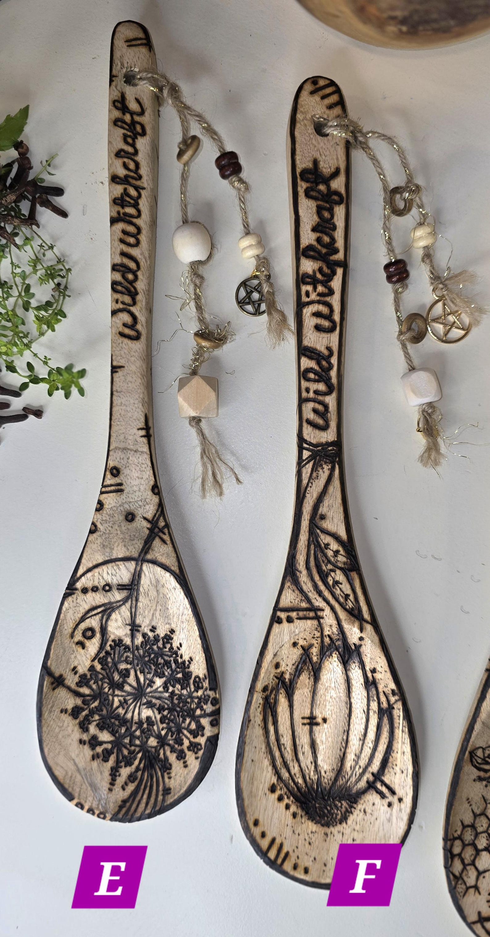 Pyrography Wooden Kitchen Witch Spoon: Hand-burned Herbology Decor - Etsy