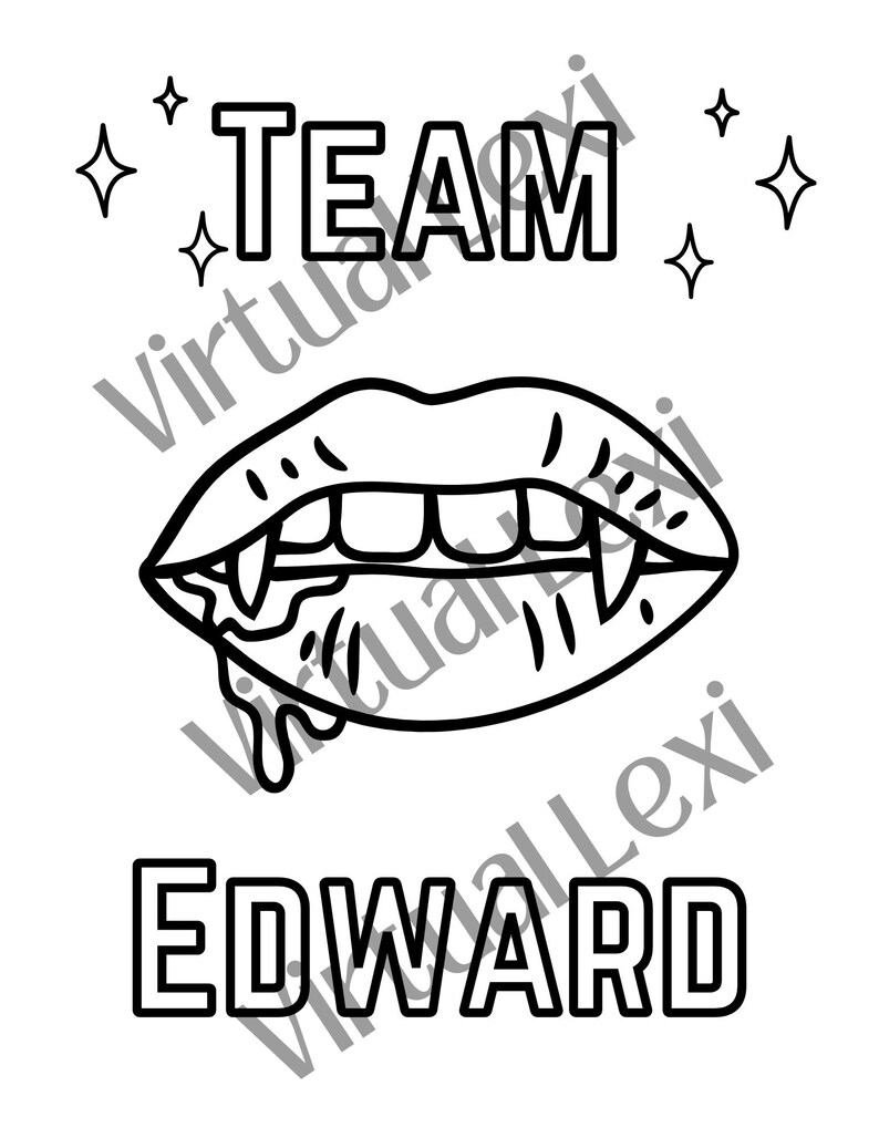 Vampire Movie Coloring Pages | Team Edward, Team Jacob (digital ...