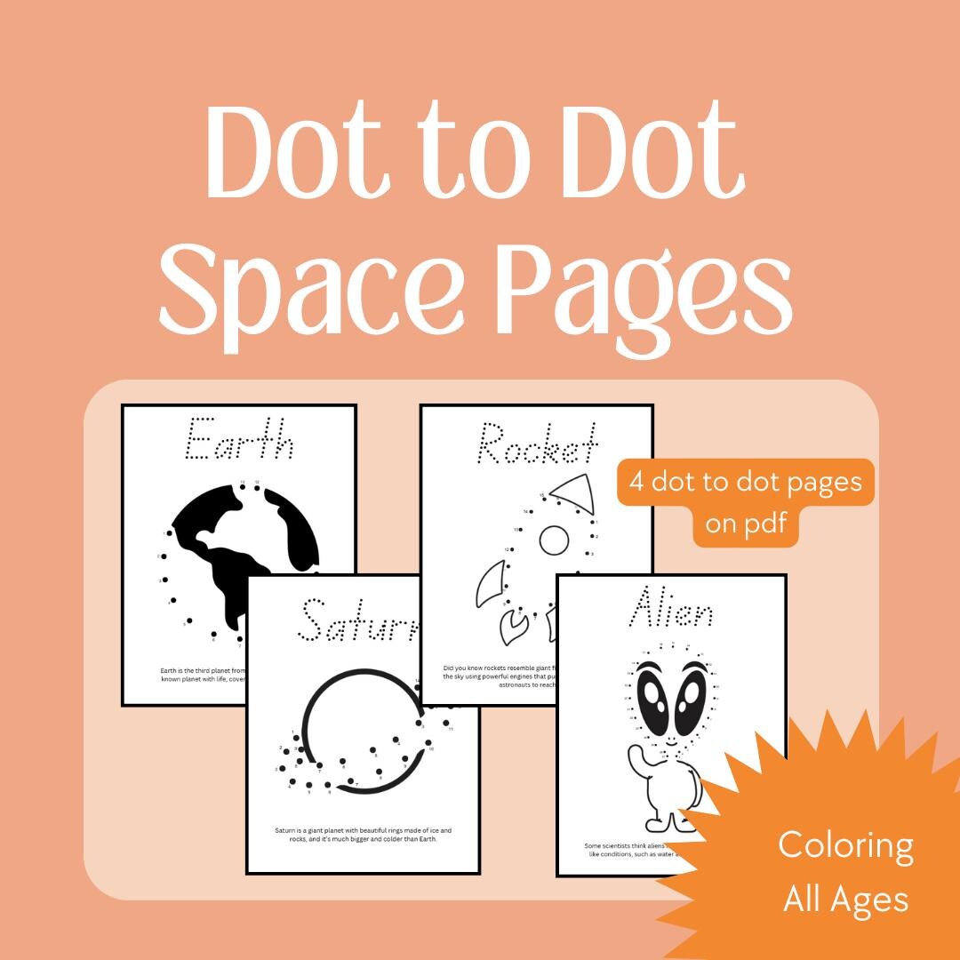 Space-themed Dot-to-dot Coloring Pages for Kids | Fun Space Activity ...