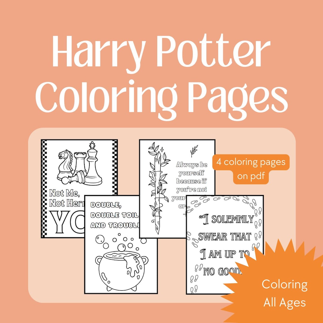 Harry Potter-inspired Printable Coloring Pages Set of 4 PDF Pages ...