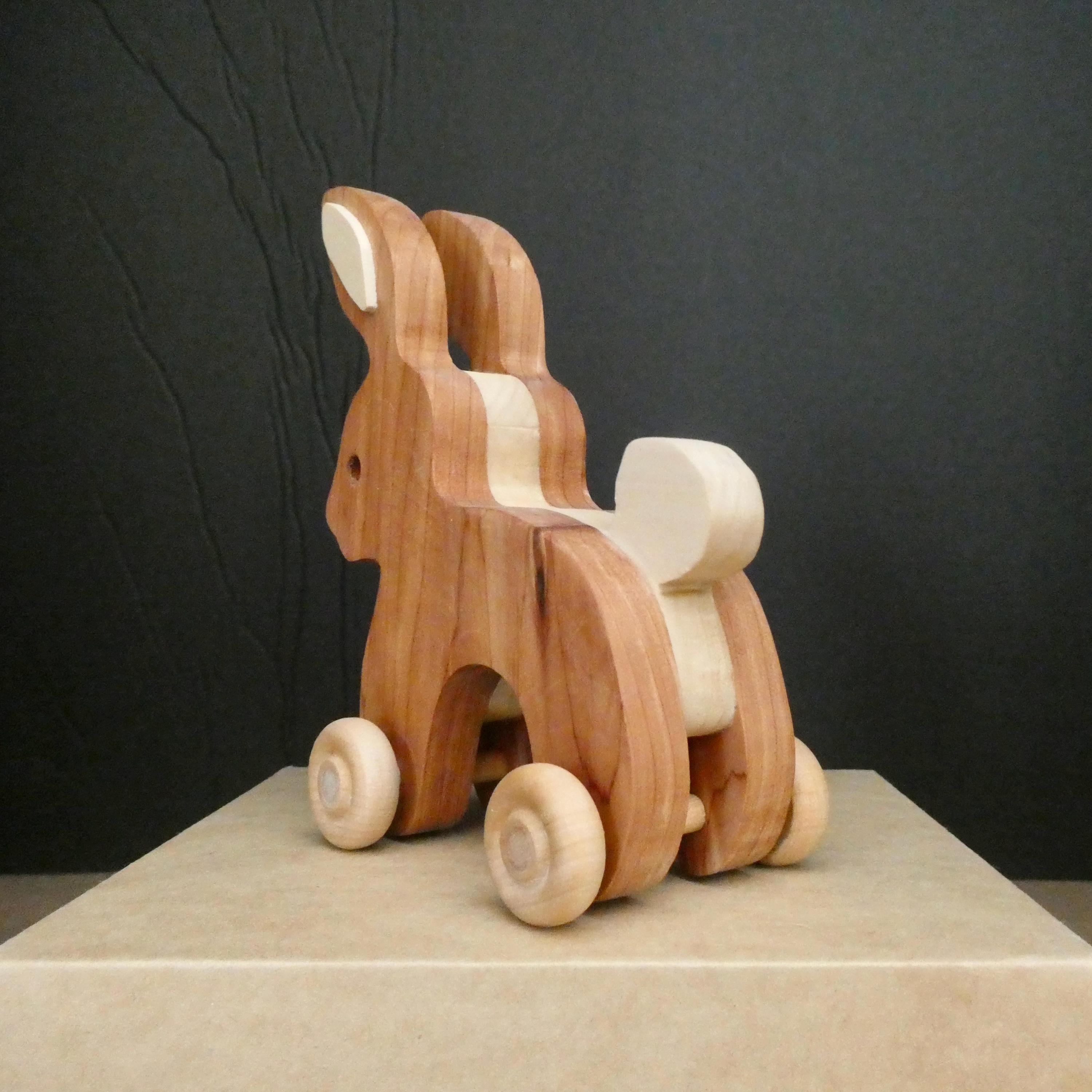 Wooden Rabbit / Bunny Rolling Toy on Wheels - Etsy