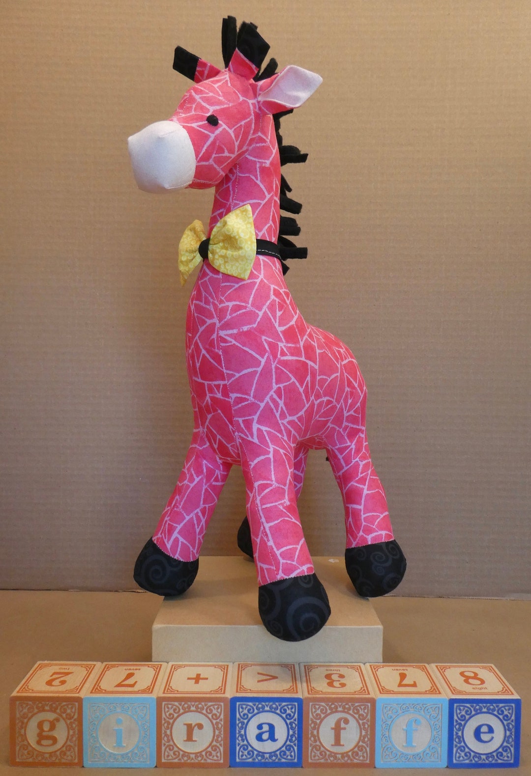 Giraffe Stuffed Toy in Pink and Black - Etsy