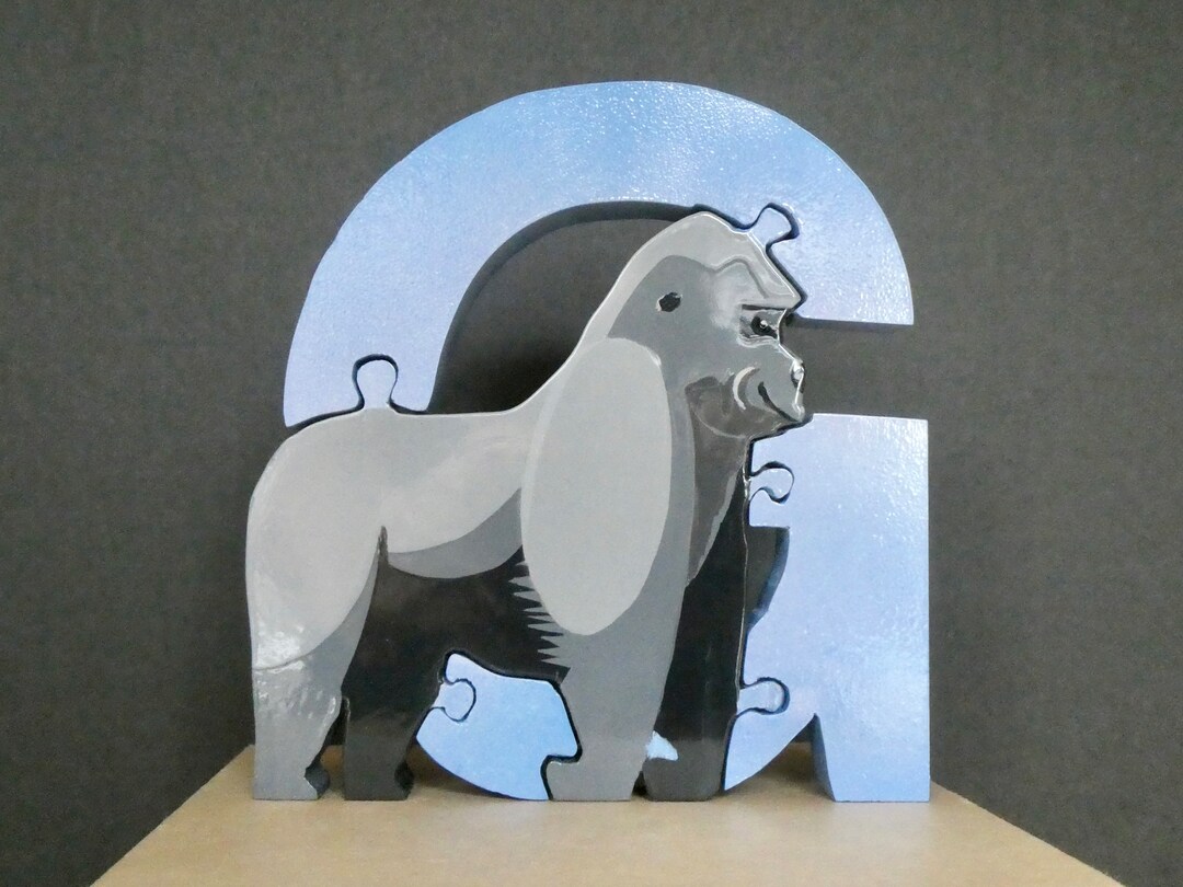 G is for Gorilla in the Mist Wooden Puzzle - Etsy