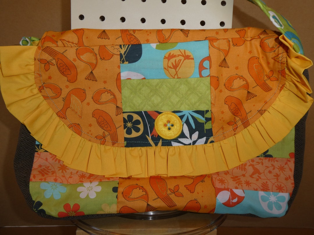 Patchwork Cross Body Bag W/button Detail - Etsy