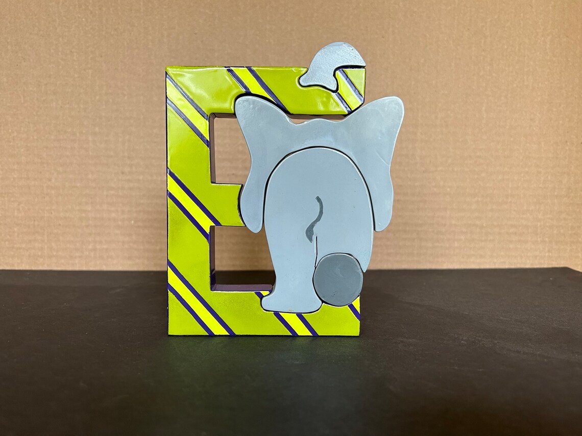 E is for Elephant Wooden Puzzle - Etsy