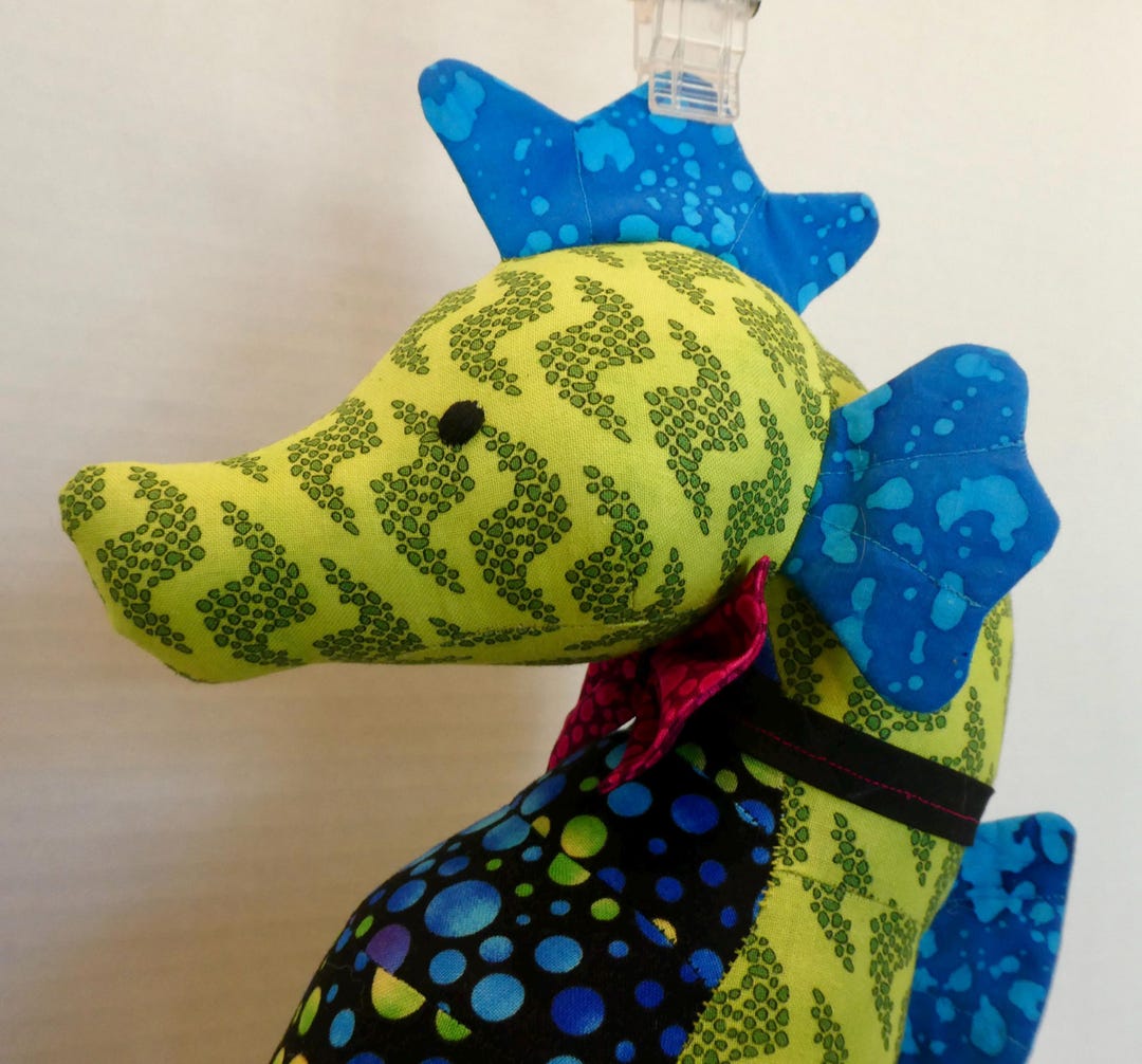 Seahorse Stuffed Toy in Green & Blue - Etsy