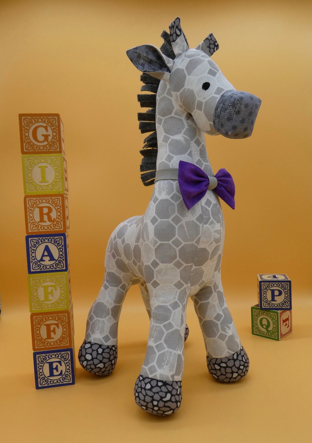 Giraffe Stuffed Toy in Shades of Grey - Etsy