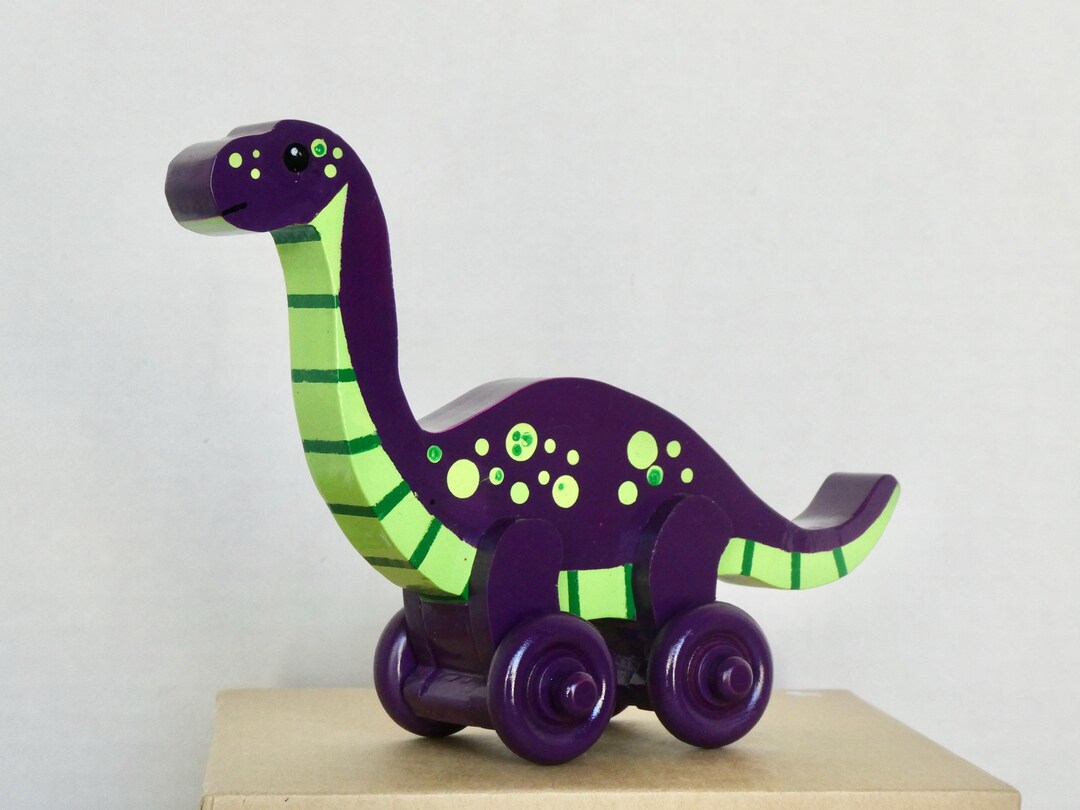 Wooden Dinosaur Rolling Toy on Wheels - Etsy