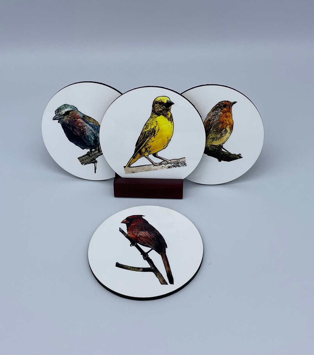 Woodland Bird Coasters, Set of 4 Coasters, Coasters With Stand, Free ...