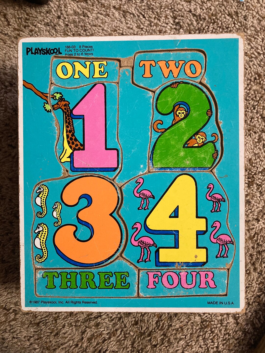 Playskool Numbers 1234 Children’s Frame Tray Puzzle - Etsy