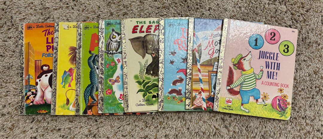 8 Original CLASSIC Little Golden Books Saggy Elephant, Mother Goose ...