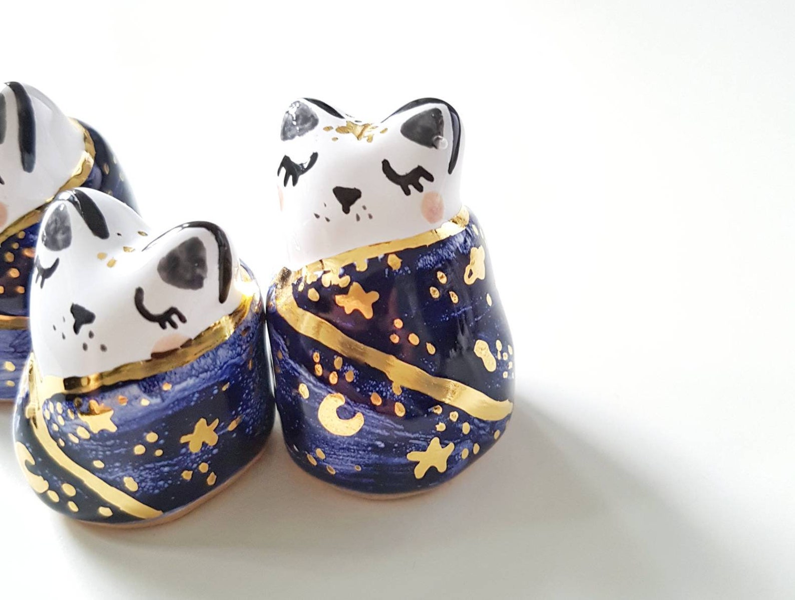 Moon Phases Cat Figurine, Celestial Cat Art, Galaxy Cat Sculpture, Cat ...
