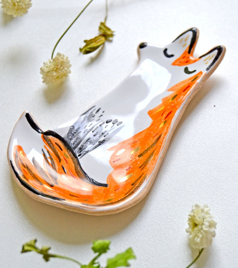 Fox Ring Dish Decorated With Gold Woodland Trinket Dish Fox - Etsy