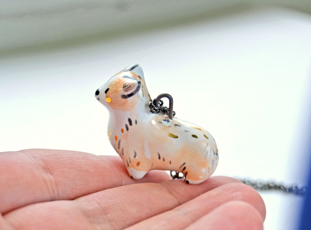 Corgi Gifts Corgi Jewelry Corgi Necklace Ceramic Necklace | Etsy