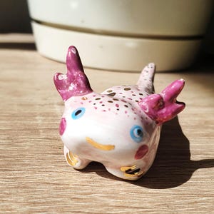 Axolotl Figurine, Ceramic Axolotl, Ceramic Sculpture, Gold Decoration ...