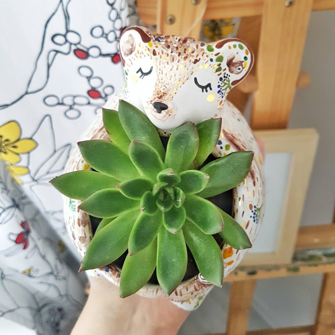 Bear Planter, Mini Planter, Mama Bear, Fall Decor, Fall Animal Planter ...