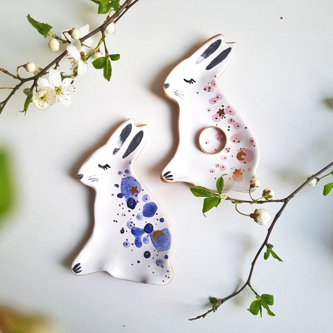 Animal Ring Dish, Bunny Ring Holder, Ceramic Rabbit , Jewelry Dish ...