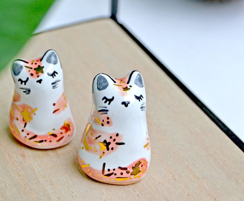 Moon Phases Cat Figurine, Celestial Cat Art, Cake Topper, Sprinkes ...