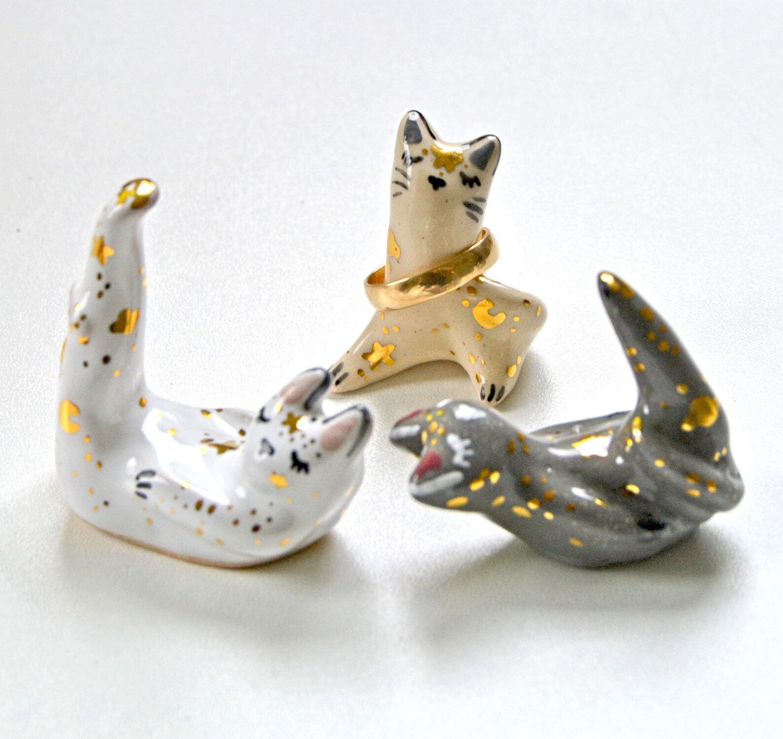 Cat Ring Holder Cat Gifts Ceramic Cat Figurine Cat Jewelry - Etsy