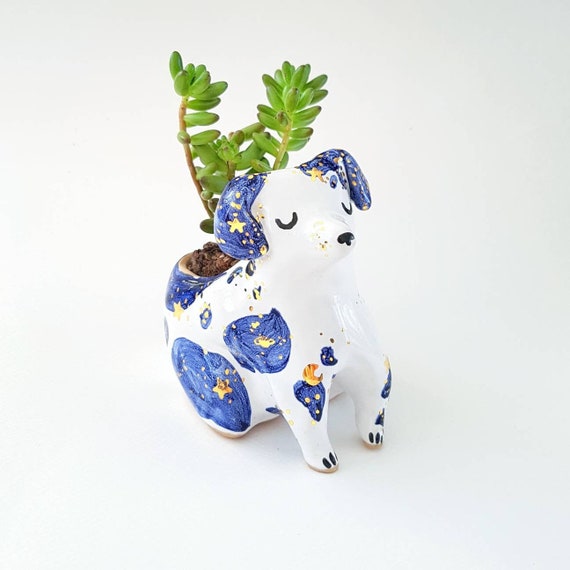 Dog Planter Animal Planter Cute Dog Flower Pot Ceramic Dog | Etsy