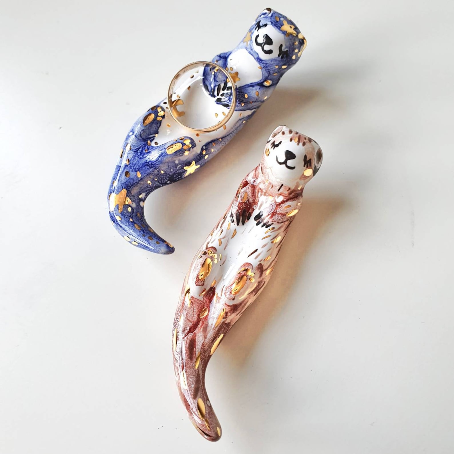 Otter Figurine, Ceramic Otter, Moon Phases,galaxy Figurine, Ceramic ...