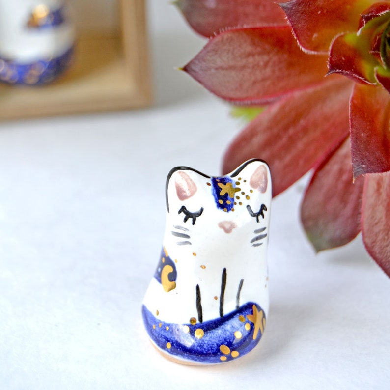 Moon Phases Cat Figurine Celestial Cat Art Galaxy Cat - Etsy