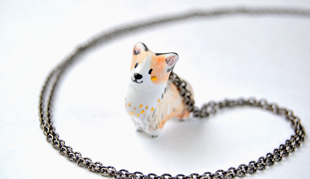 Corgi Gifts Corgi Jewelry Corgi Necklace Ceramic Necklace | Etsy