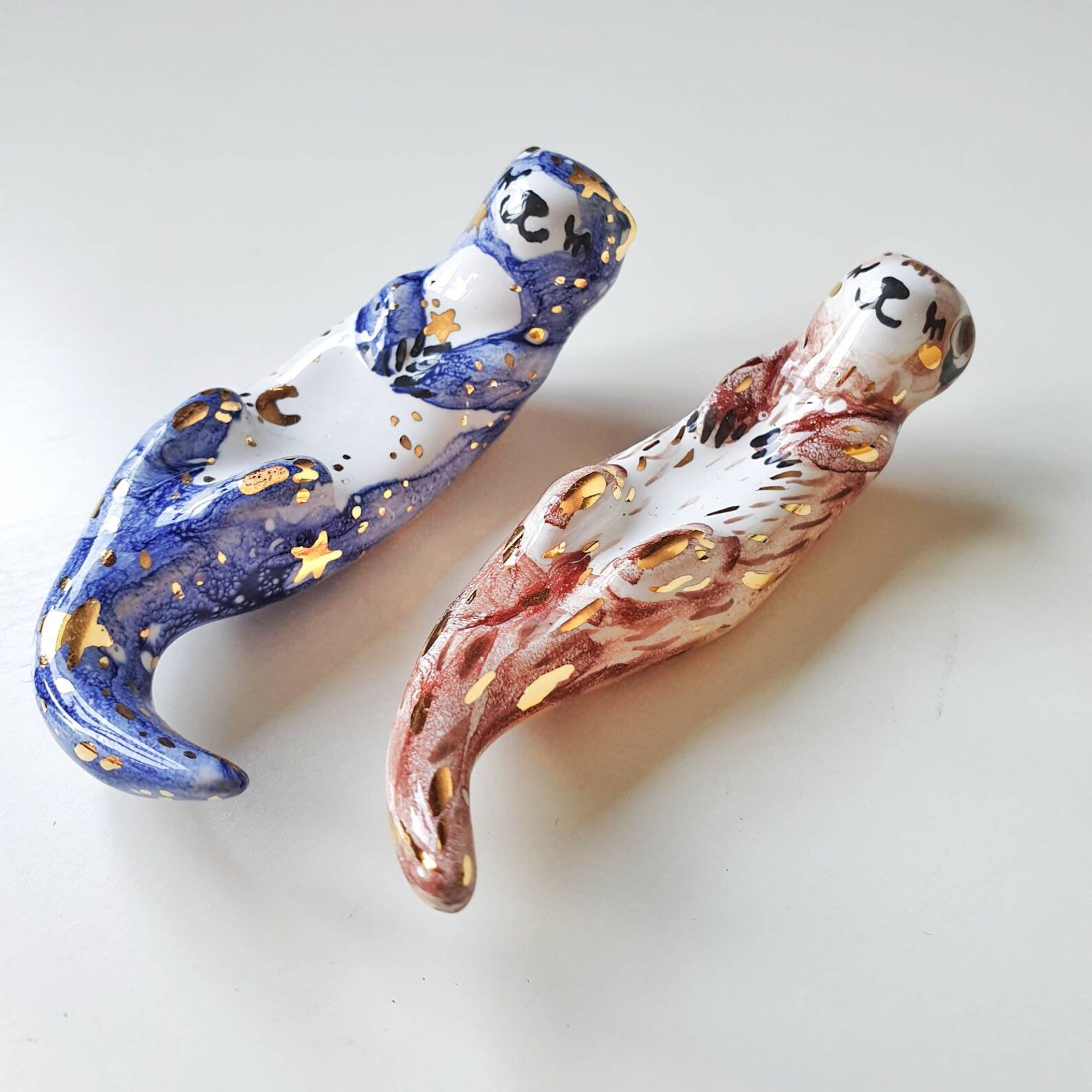 Otter Figurine Ceramic Otter Moon Phasesgalaxy Figurine - Etsy