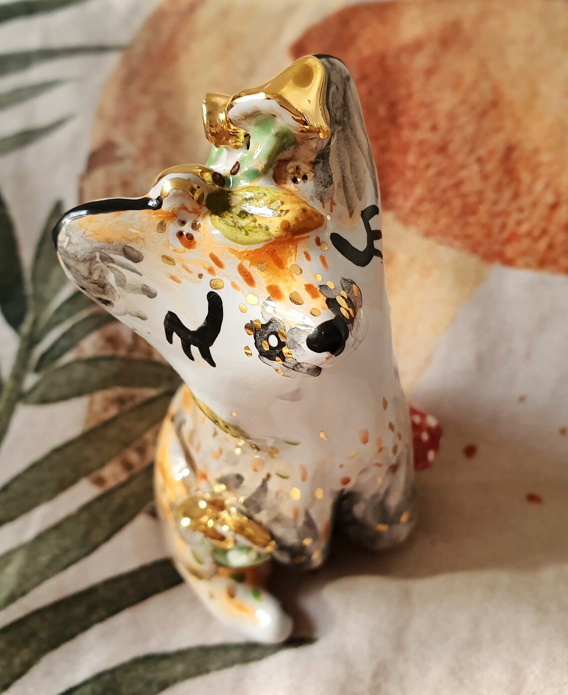 Fox Figurine Woodland Aniaml Ceramic Fox Ceramic Mushroom - Etsy